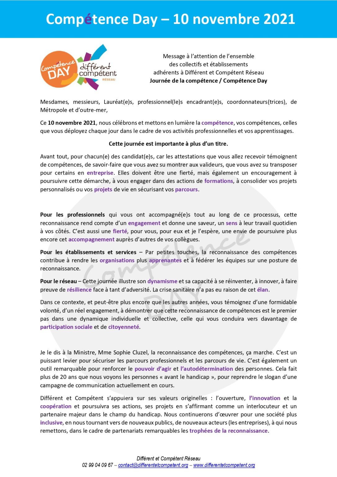 Ouverture de Compétence Day - 10 novembre 2021 - Différent et Compétent